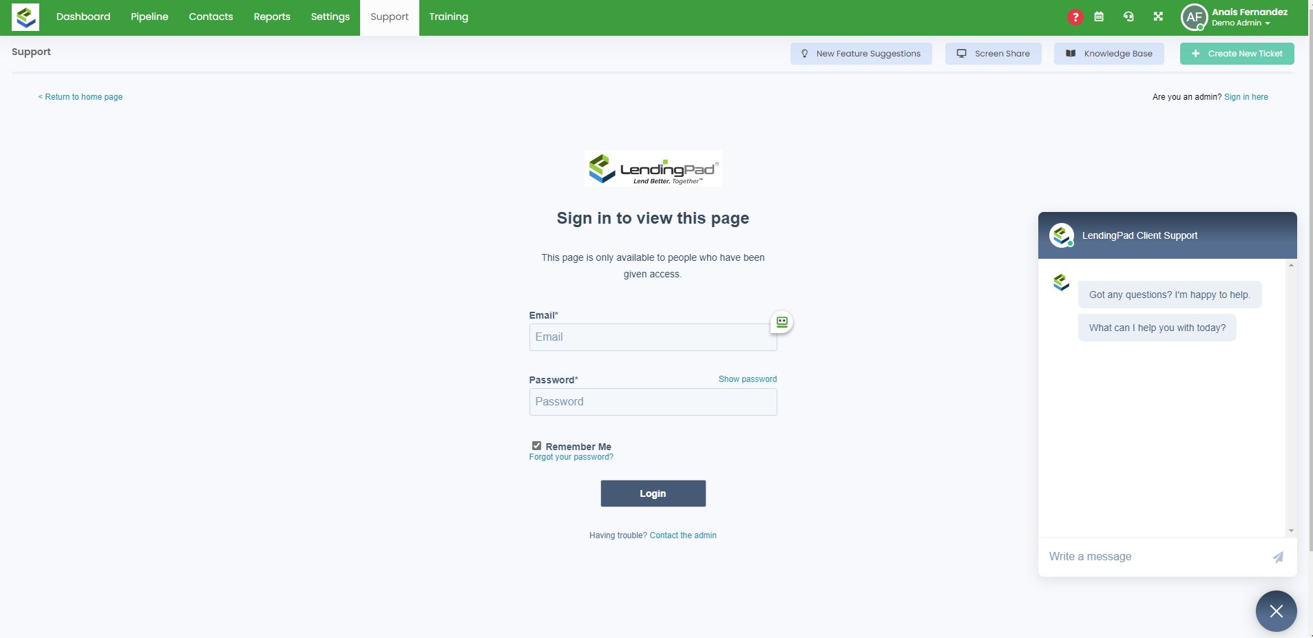 Our Live Support Feature